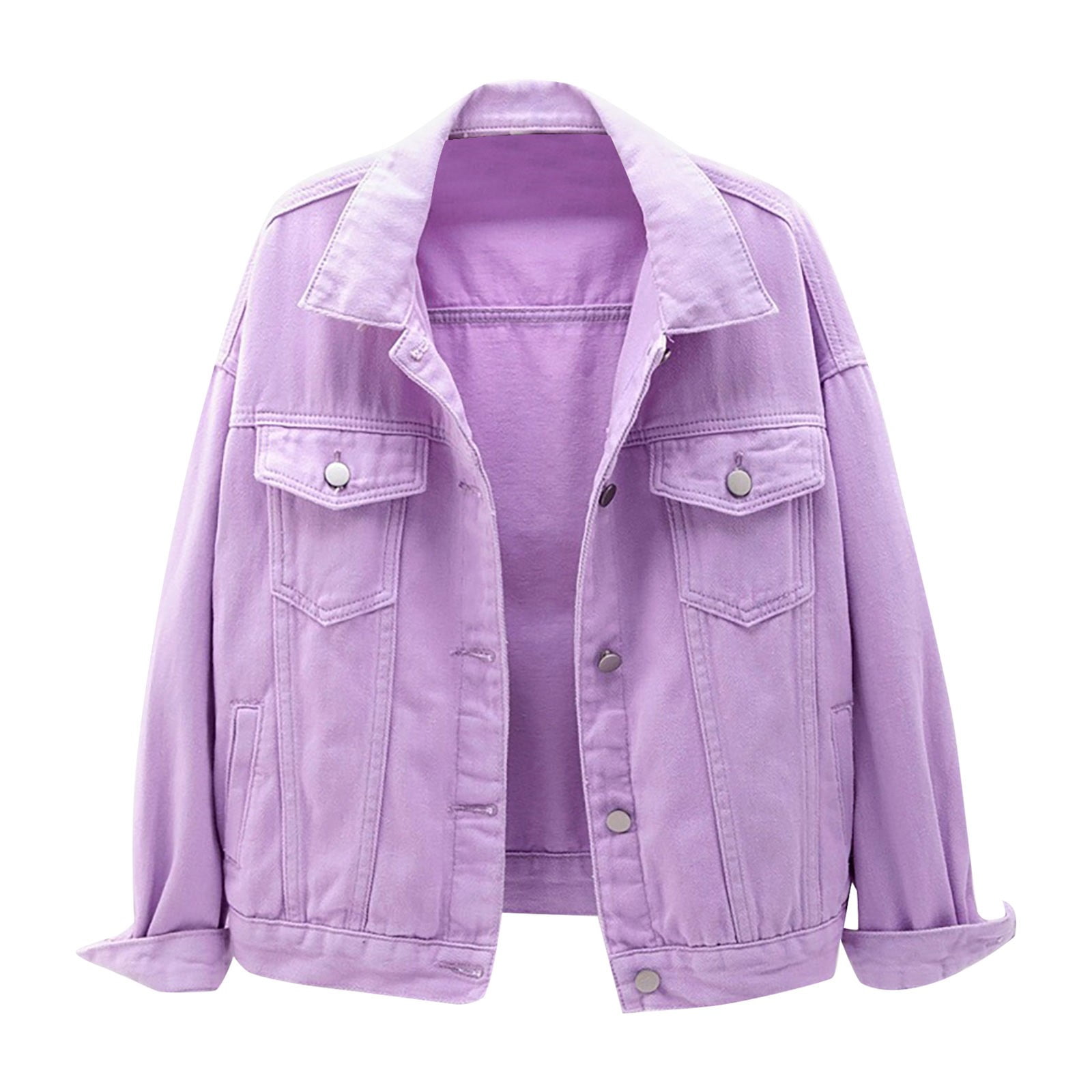 Tiqkatyck Jackets for Women, Women's Colorful Plus Size Denim Jacket ...