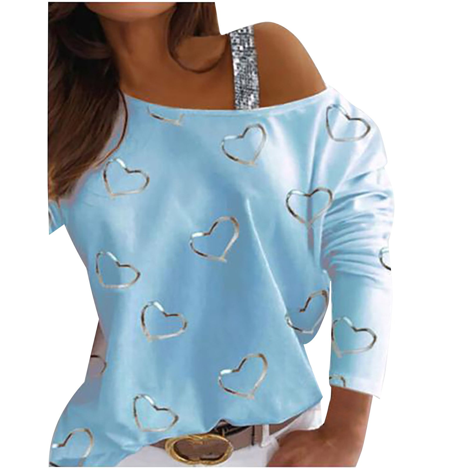 Tiqkatyck Off Shoulder Tops For Women Womens Fashion Bright Silk Love