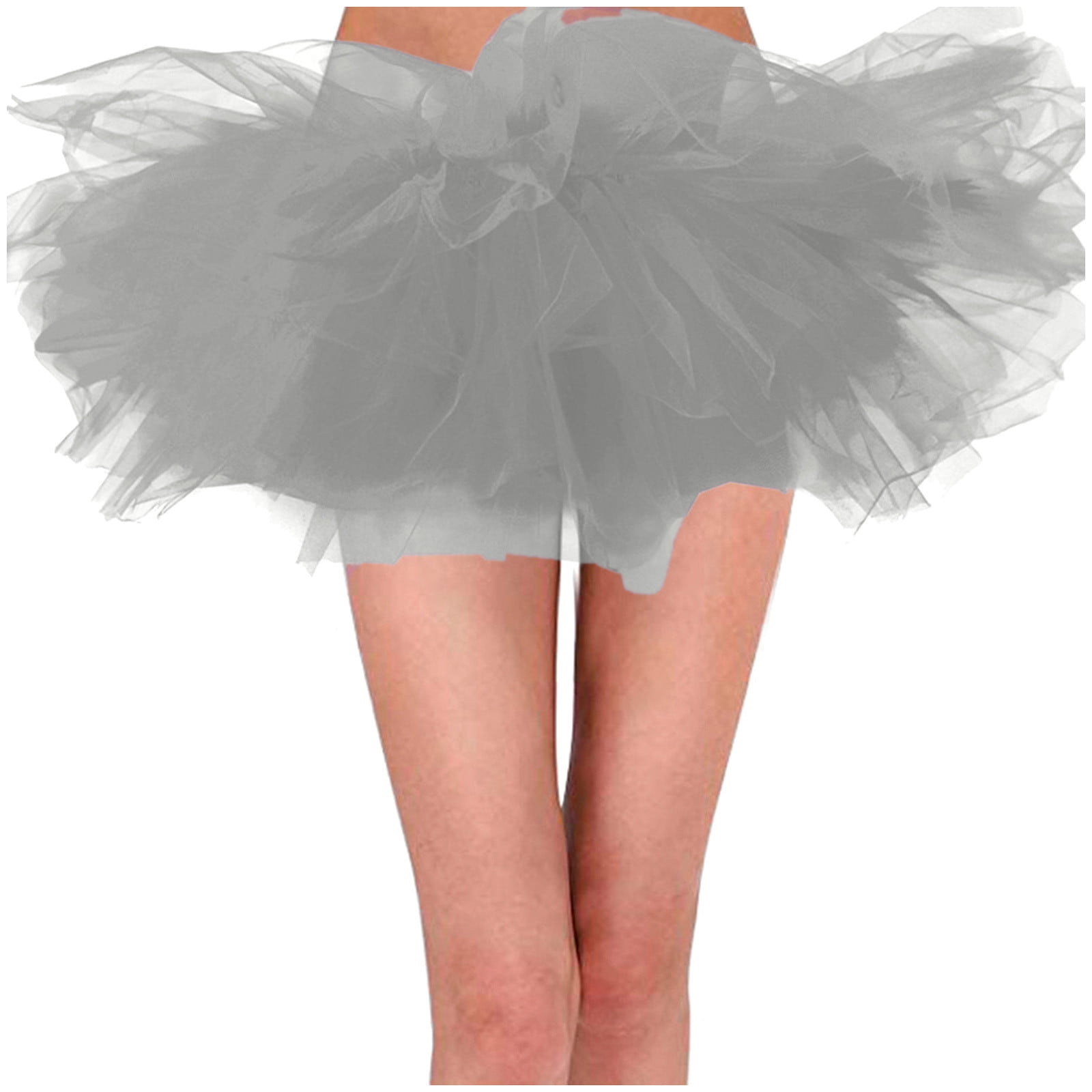 Tiqkatyck Skirts for Women Adult Tulle Skirt 6 Layered Tutu Mini Ball ...