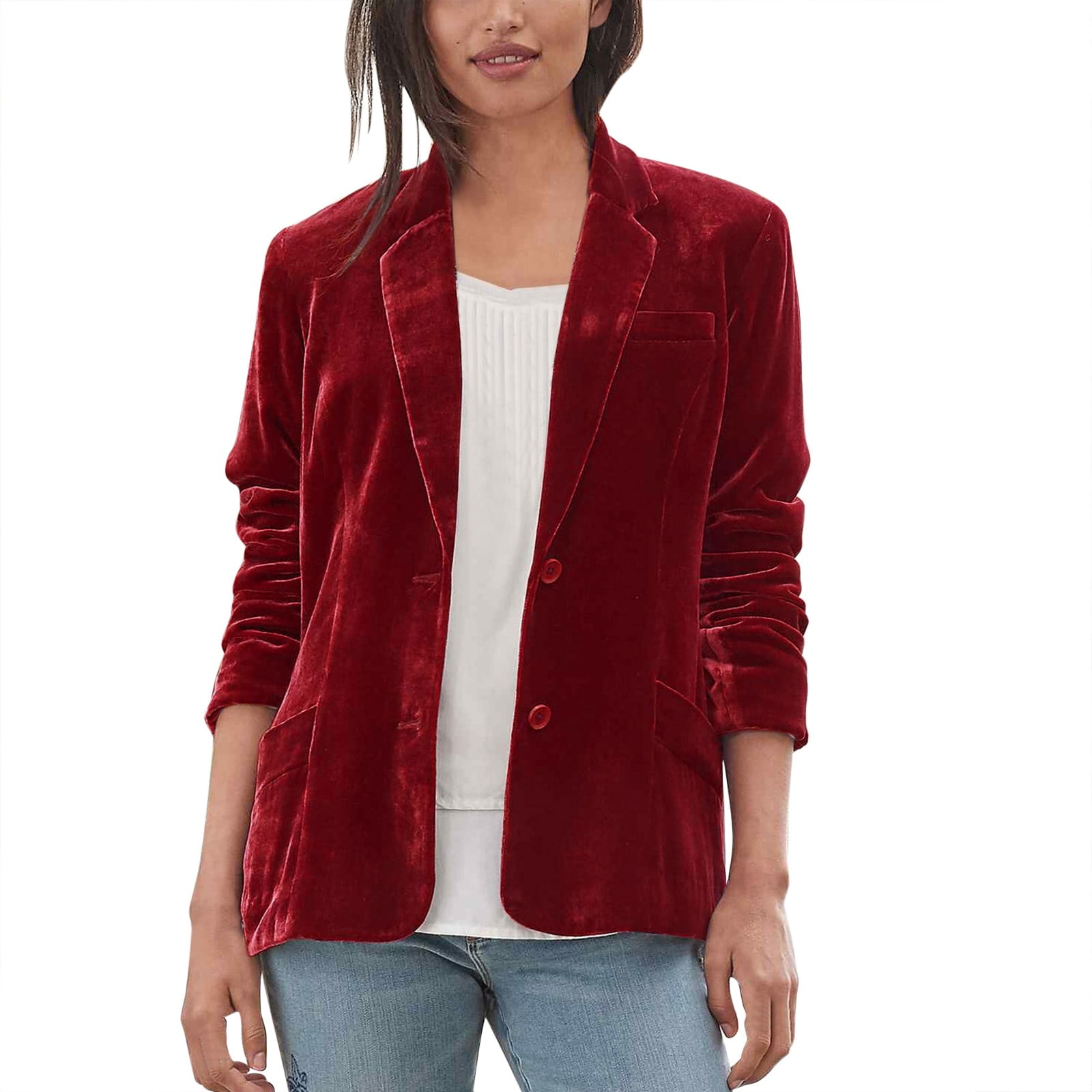 Tiqkatyck Womens Blazer on Sale, Women's Golden Velvet Blazer Solid ...