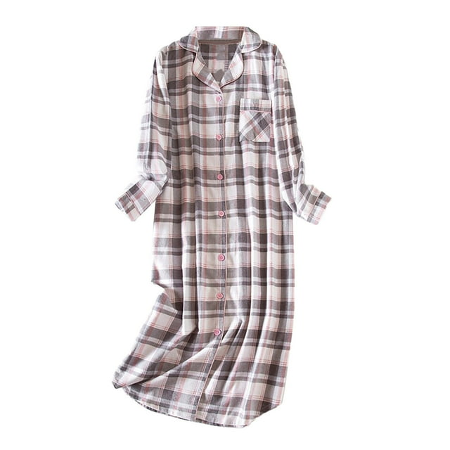 Tiqkatyck Womens Nightgown Women Autumn and Winter Cotton Oversize ...