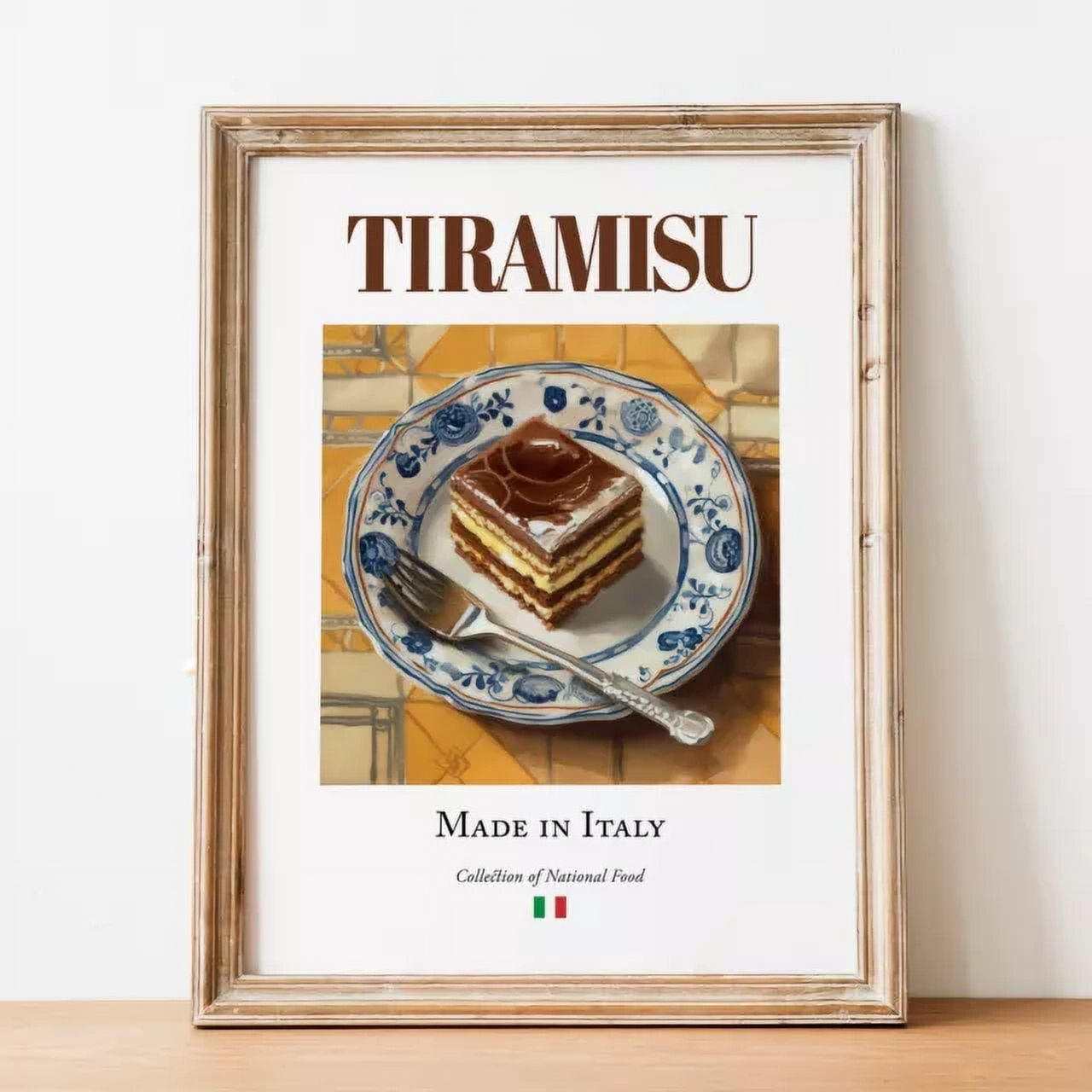 Tiramisu Maiolica Tile Print, Italian Dessert Poster, Cafe Wall Art NO FRAMED POSTER - Walmart.com