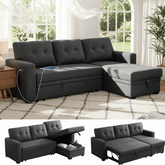 TiramisuBest Convertible Sofa Bed Couches for Living Room, 82" Sleeper ...