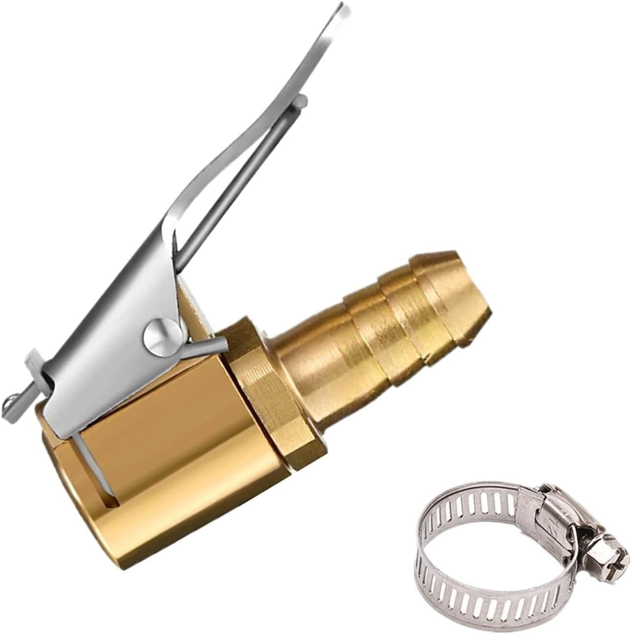 Tire Air Chuck with Clip Adapter, Brass Locking Tire Inflator Nozzle ...