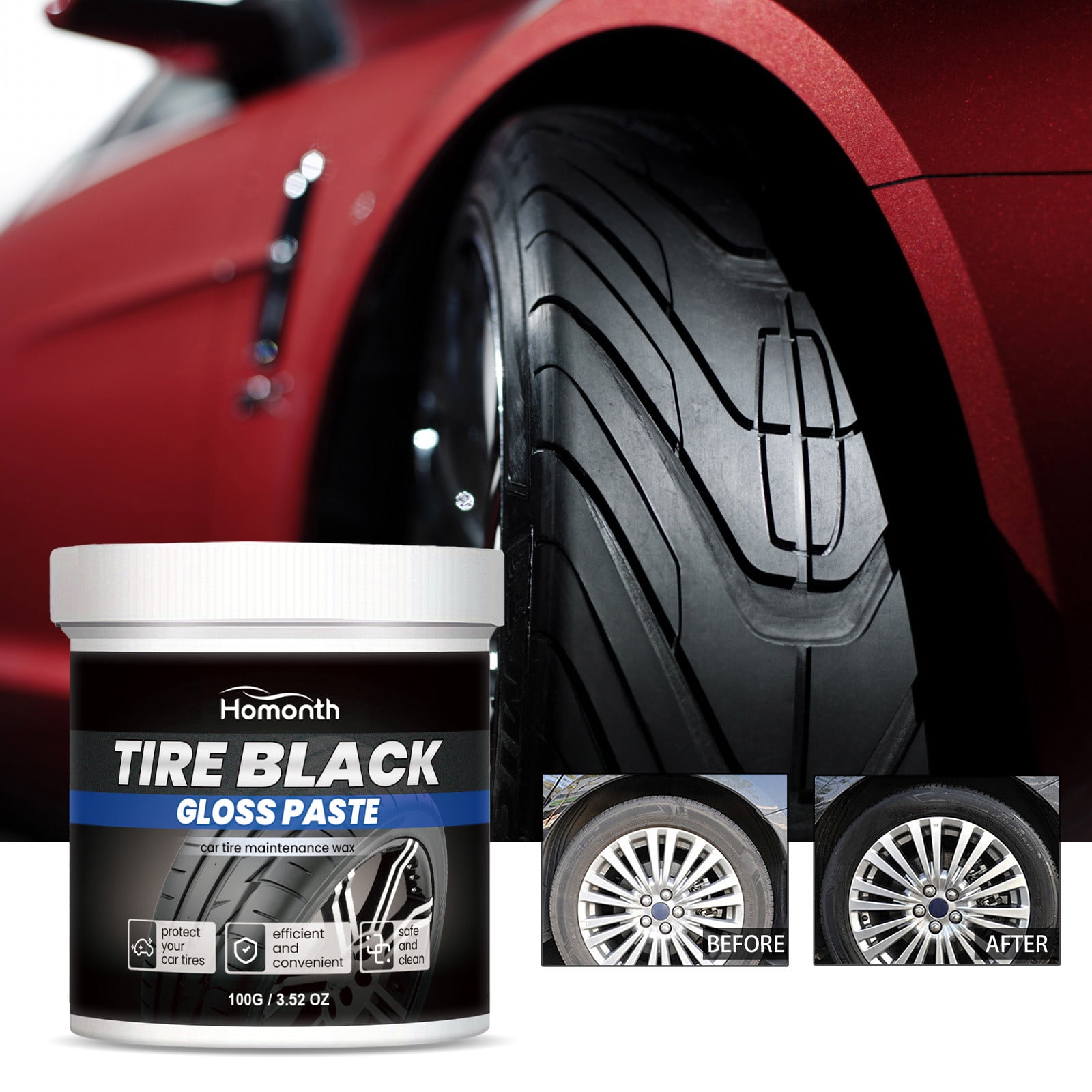 Tire Black Gloss Paste Tire Bright Coating Paste Wax Tire Polish Gloss ...