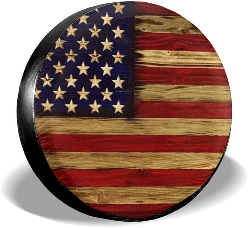 Tire Cover American Flag Reclaimed Wood Potable Polyester Universal ...