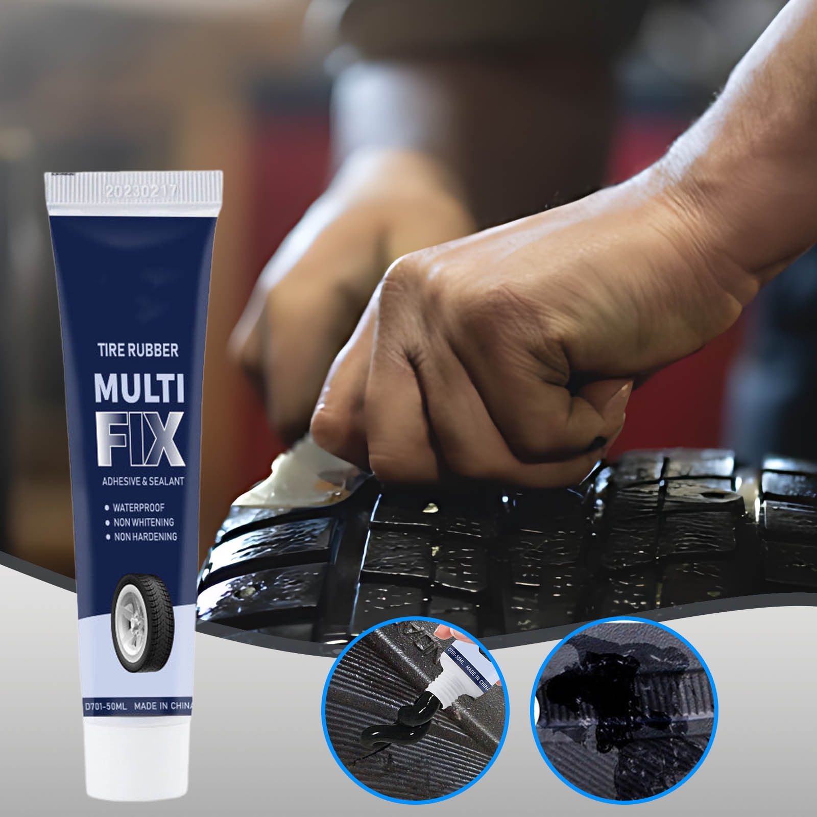 Tire Crack Repair Glue, Instant Rubber Adhesive Glue, Black Soft Rubber ...