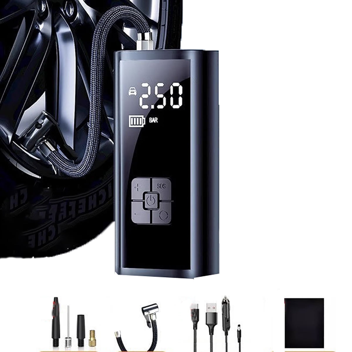 Tire Inflator 120 PSI,Charge and Plug Portable Air Pump,19L/Min Fast ...