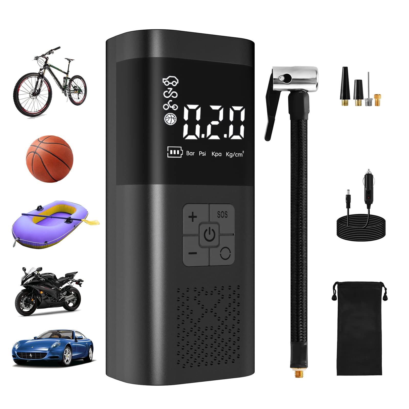 Tire Inflator,12V Portable Air Compressor,Fixdono 150PSI Mini Bike Air ...