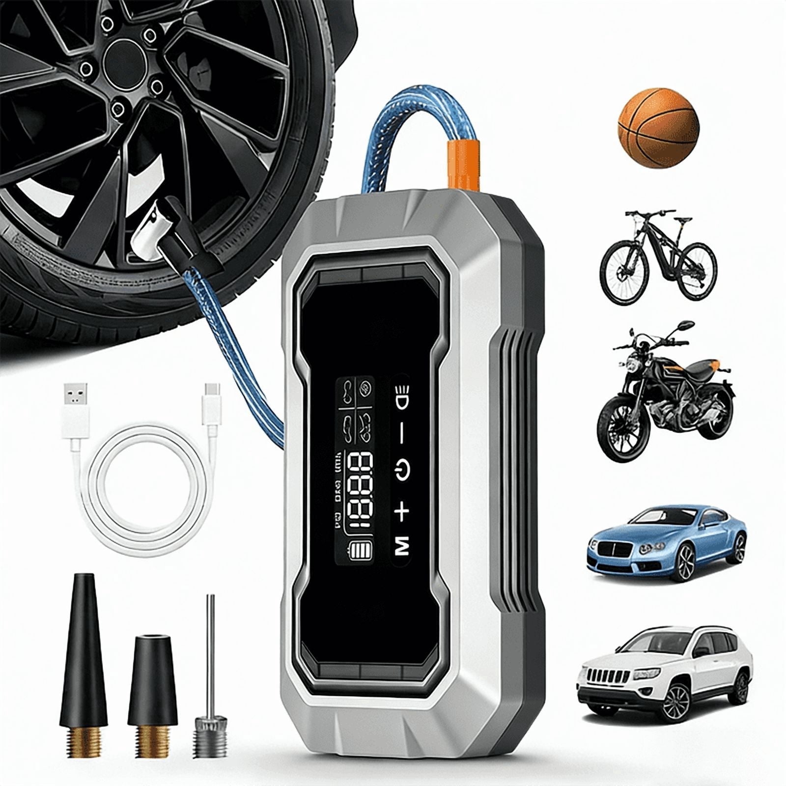 Tire Inflator Air Compressor, Digital Car Tire Pump 12V DC, Portable ...