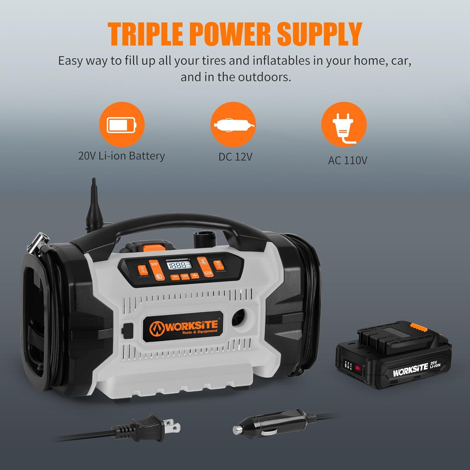 Tire Inflator Air Compressor Portable, 160 PSI Car Air Pump with Multi ...