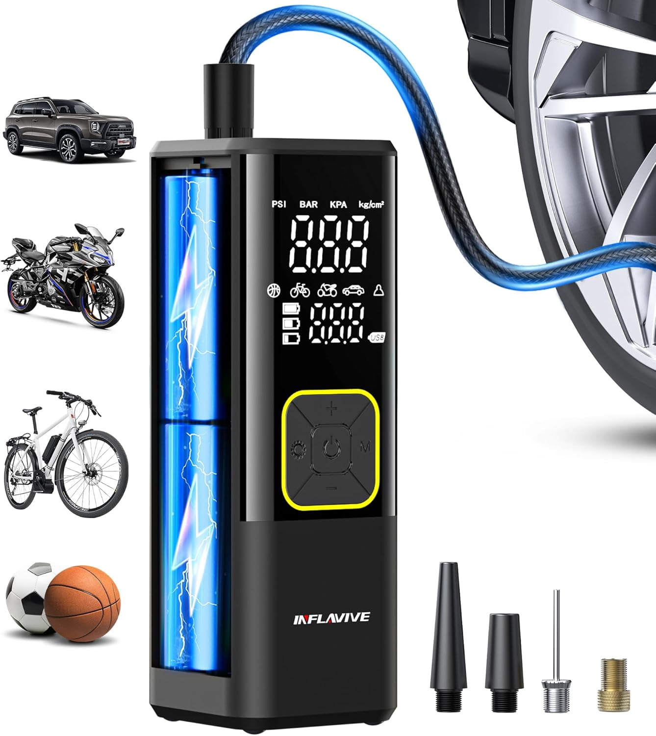 Tire Inflator Portable Air Compressor, 150 PSI Cordless Air Pump for ...