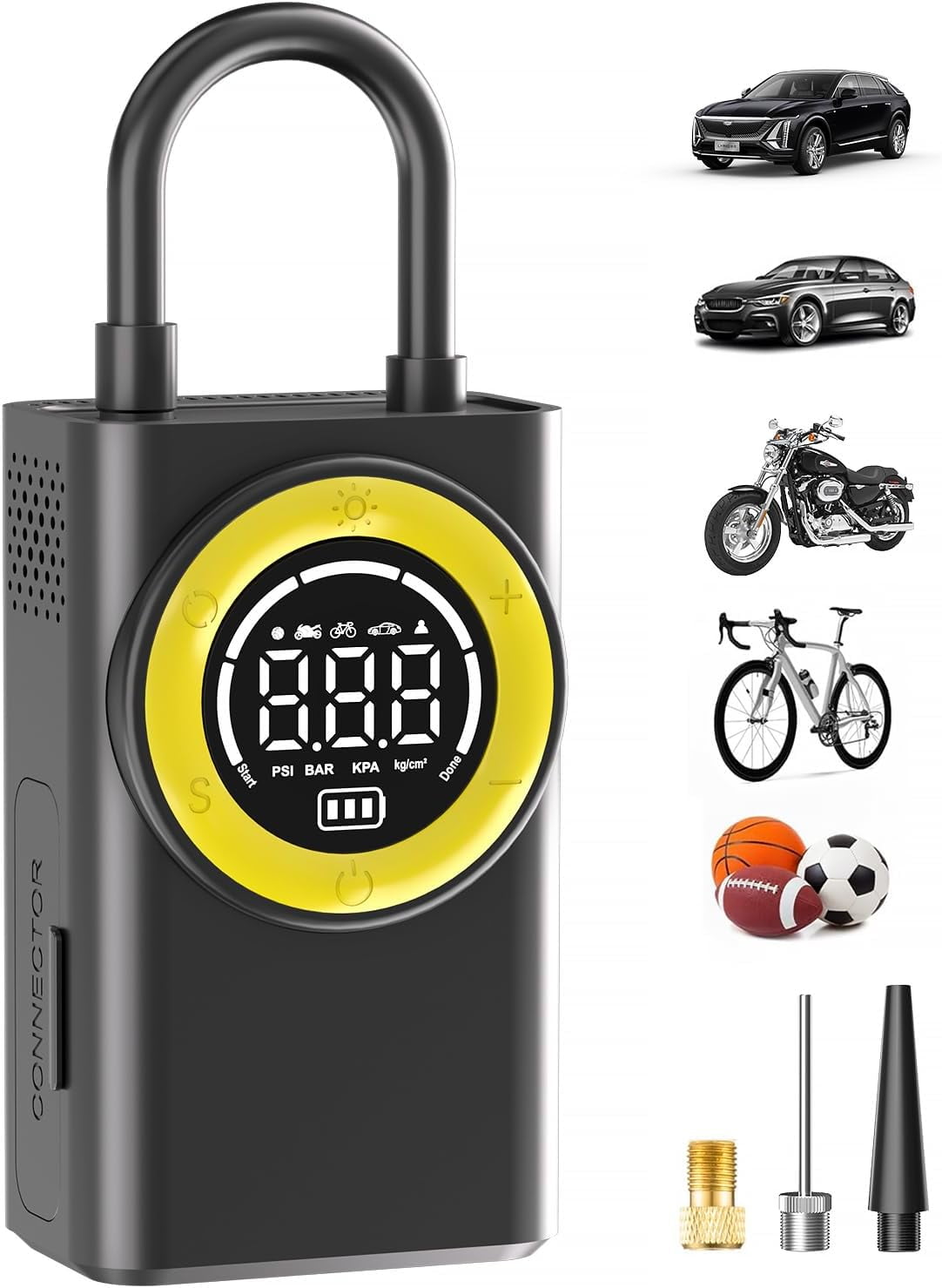 Tire Inflator Portable Air Compressor,150 PSI Cordless Air Pump for Car Tires with Digital ...