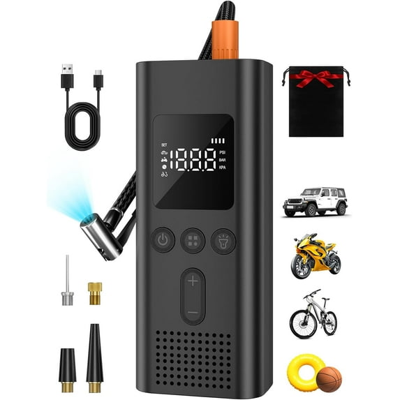 Tire Inflator Portable Air Compressor, 150 PSI Fast Inflation Cordless ...