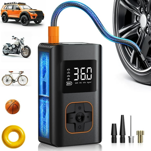 Tire Inflator Portable Air Compressor - 150 PSI Mini Portable Air Pump for Car Tires, Cordless ...