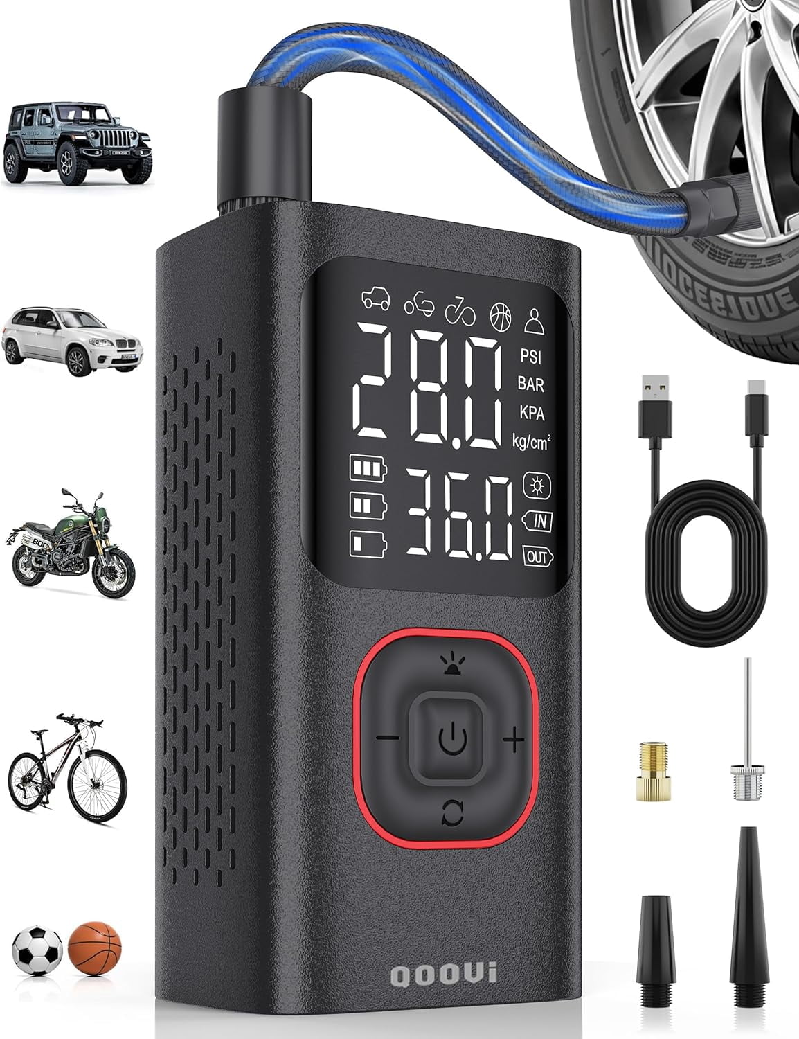 Tire Inflator Portable Air Compressor, 150 PSI Smart Air Pump for Car ...