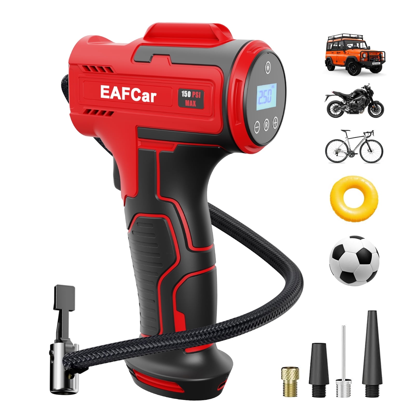 EAFC Portable Tire Inflator Air Compressor 150 PSI Cordless Electric ...
