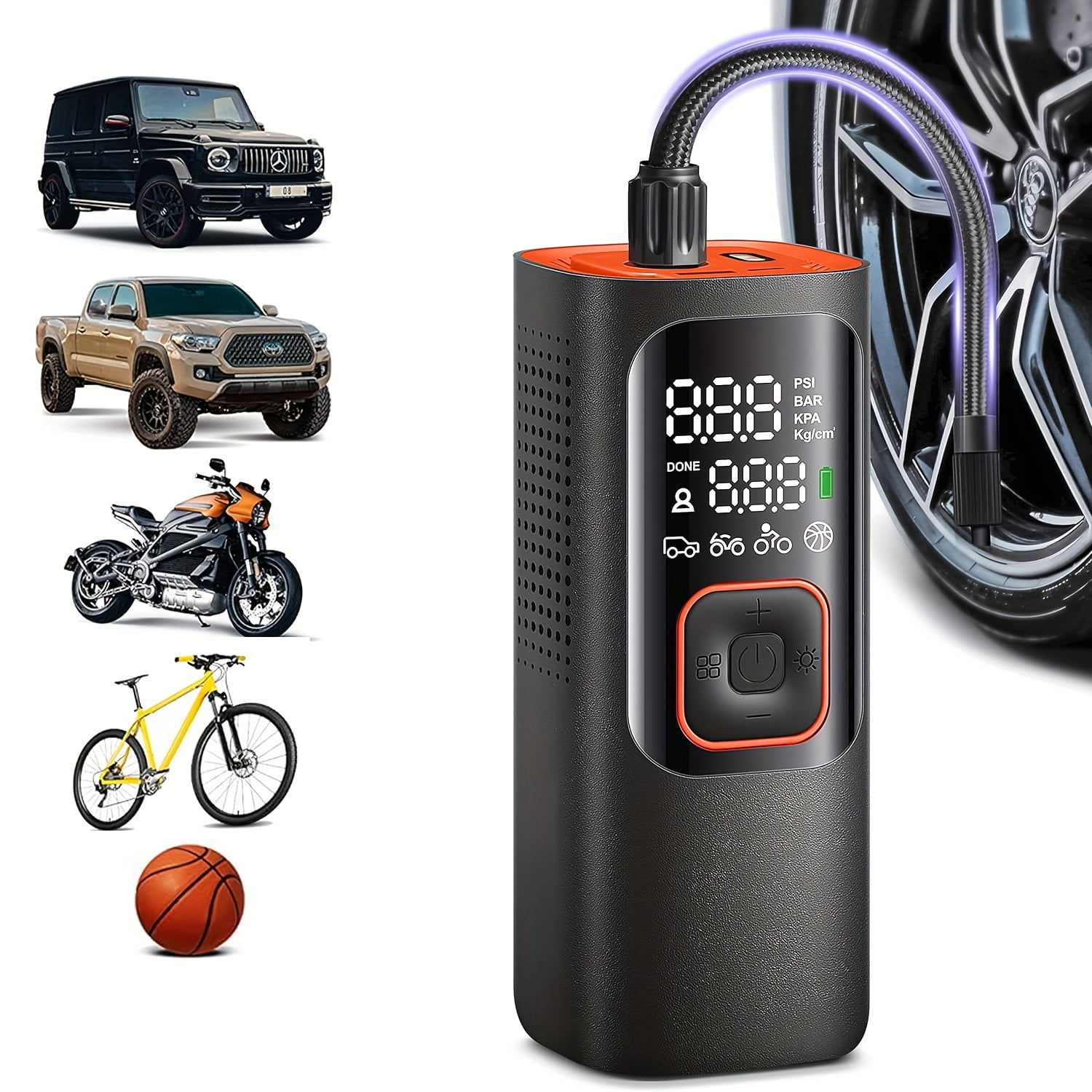 Tire Inflator Portable Air Compressor-150PSI & 6000mAh Portable Air ...