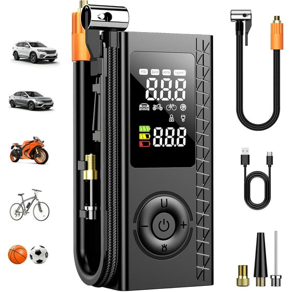 Tire Inflator Portable Air Compressor, 150PSI Cordless Air Pump For Car Tires, Bike Pump ...