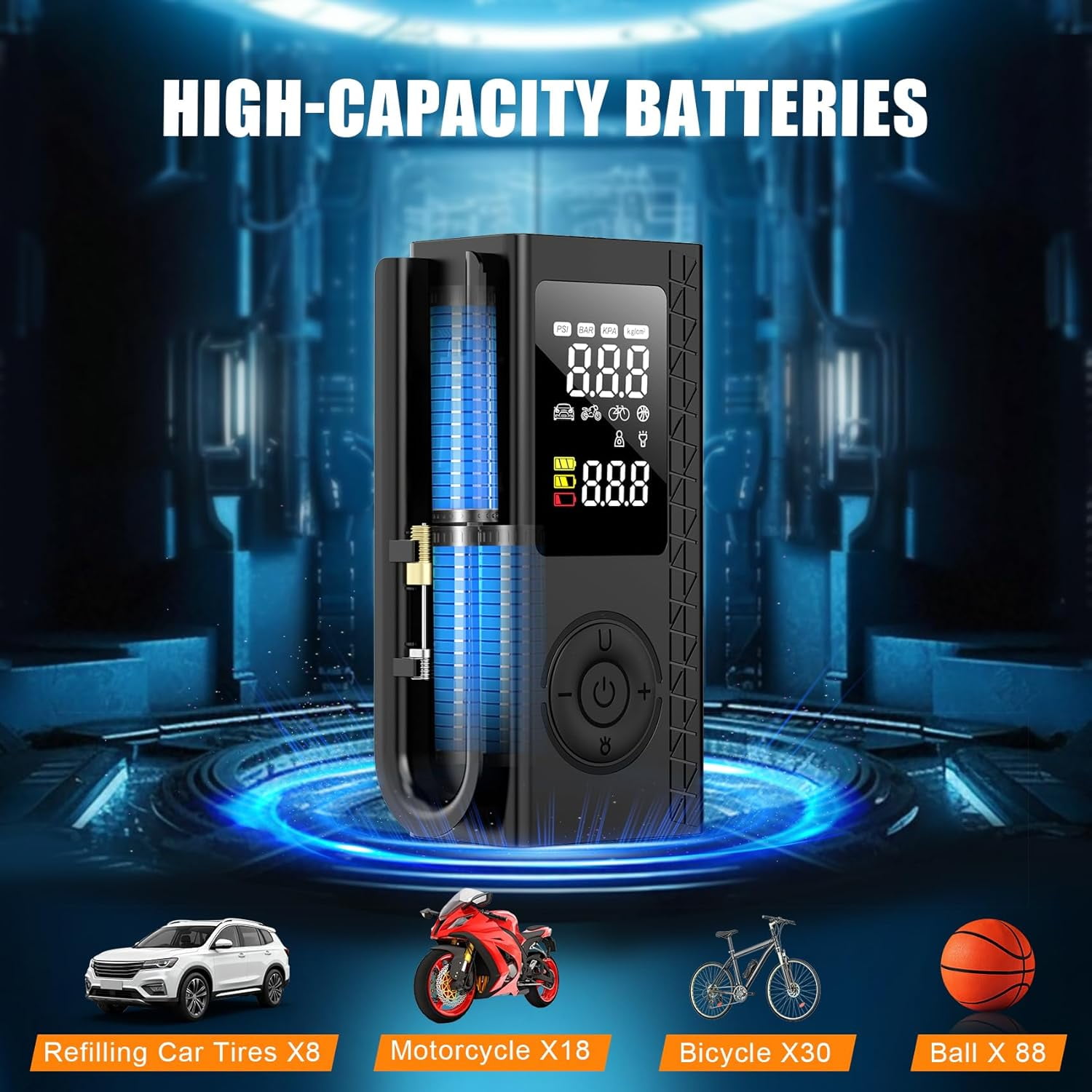 Tire Inflator Portable Air Compressor, 150PSI Cordless Air Pump For Car ...