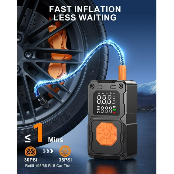 Tire Inflator Portable Air Compressor, 150PSI Cordless Air Pump for Car Tires, Bike Tire Pump ...