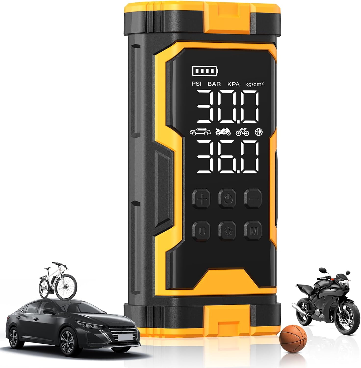 Tire Inflator Portable Air Compressor, 150PSI Cordless Air Pump with Smart Auto Stop & LED Light ...
