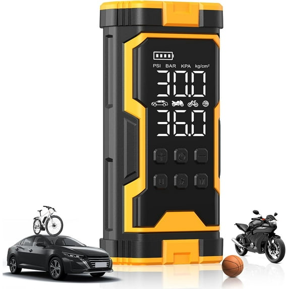Tire Inflator Portable Air Compressor, 150PSI Cordless Air Pump with Smart Auto Stop & LED Light ...