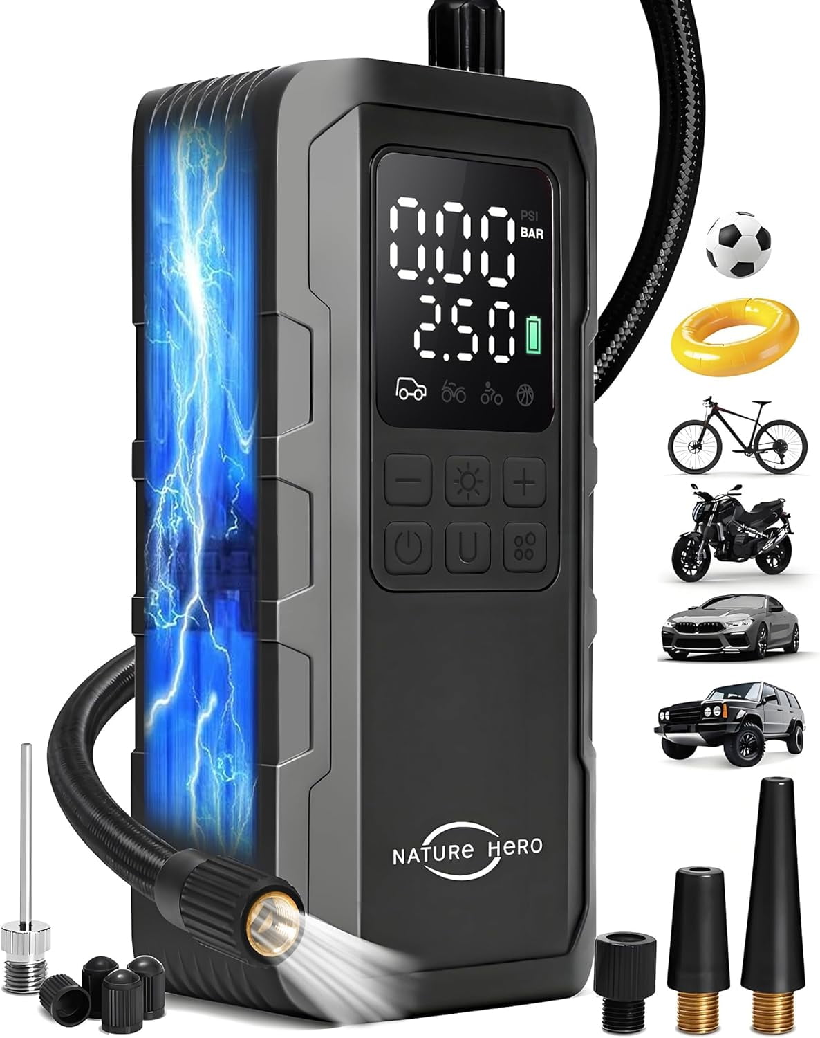 Tire Inflator Portable Air Compressor - 150PSI Cordless Portable Air ...