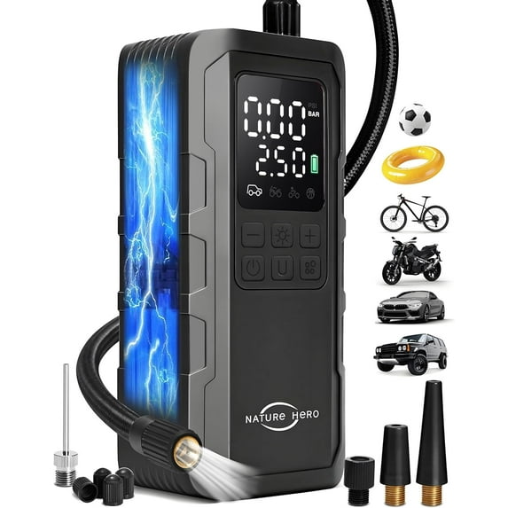 Tire Inflator Portable Air Compressor - 150PSI Cordless Portable Air ...