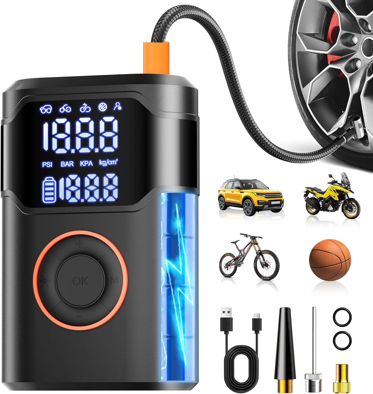 Tire Inflator Portable Air Compressor-150PSI Tire Air Pump, 5X Faster ...