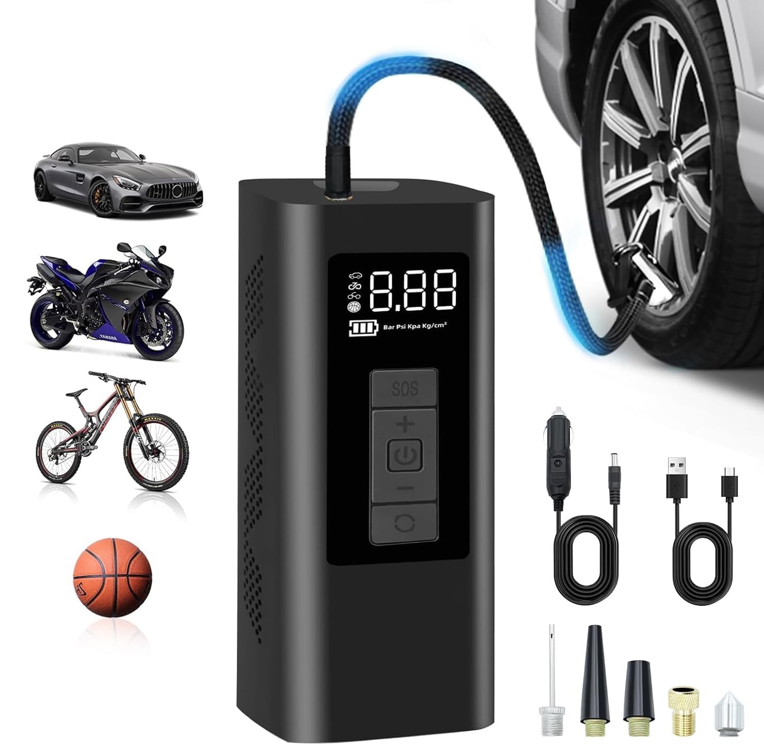 Tire Inflator Portable Air Compressor, 160 PSI Air Pump with 12000mAh ...