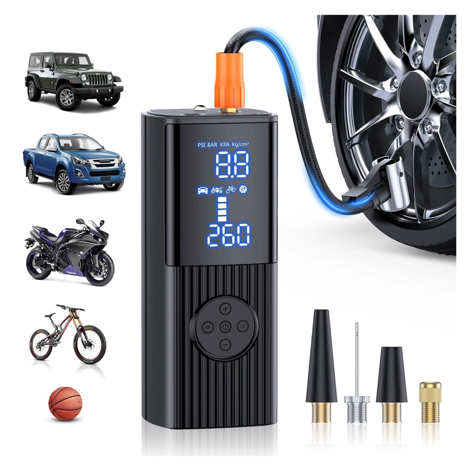Tire Inflator Portable Air Compressor-180PSI & 10000mAh Portable Air ...