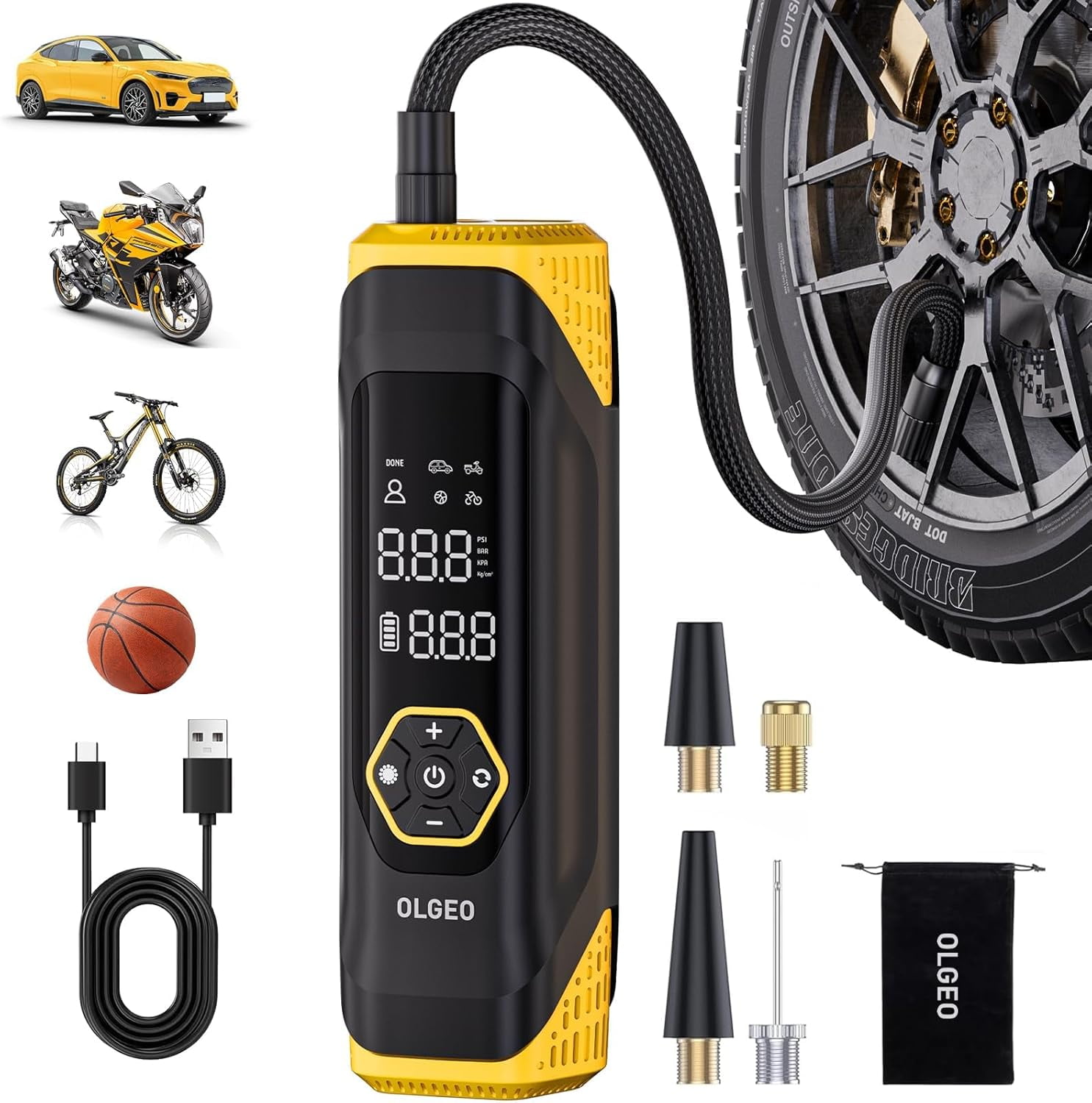 Tire Inflator Portable Air Compressor, 180PSI Cordless 6X Faster Air Pump, Air Compressor with ...