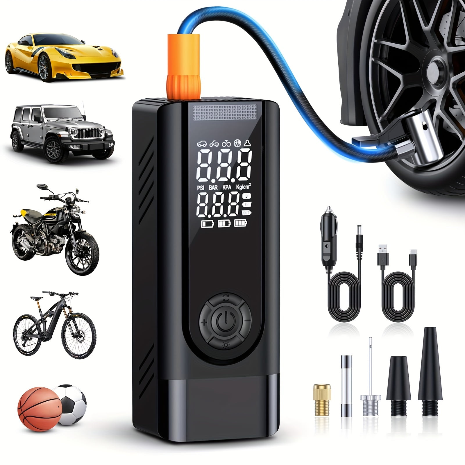 Tire Inflator Portable Air Compressor 20000mAh & 4X Faster Cordless ...