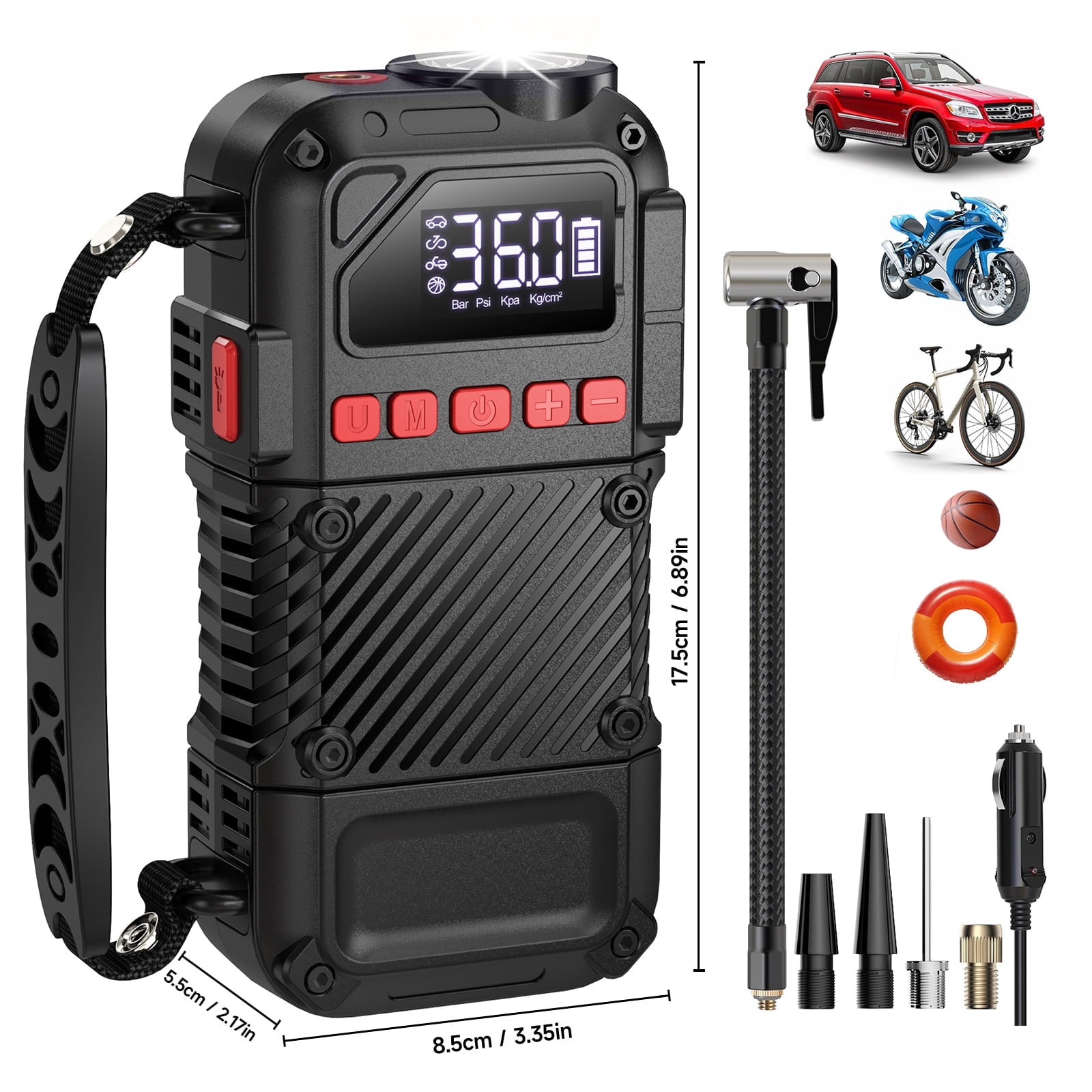 Tire Inflator Portable Air Compressor - 20000mAh Portable Air Pump, 150 ...