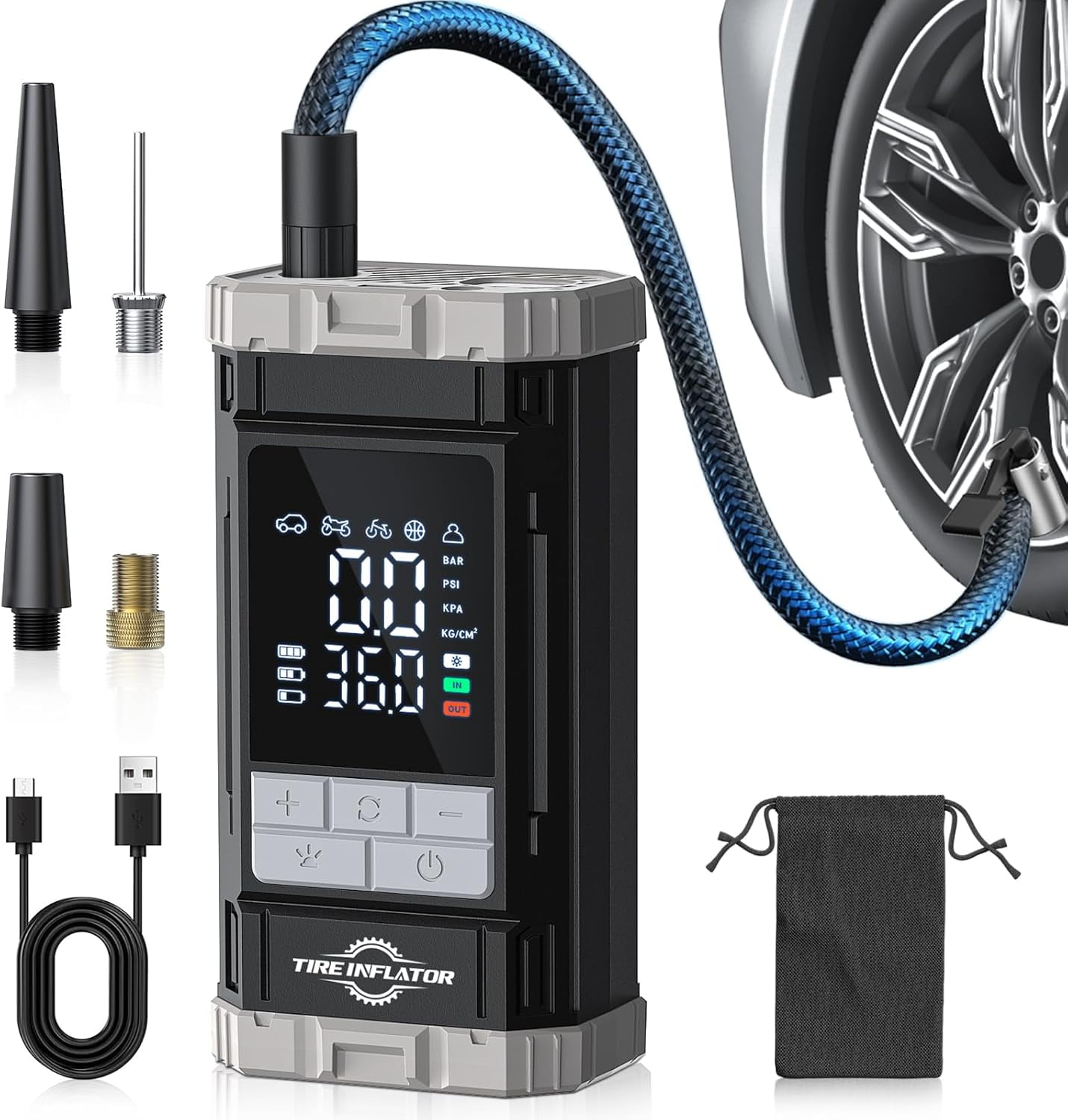Tire Inflator Portable Air Compressor, 2X Fast Air Pump with Digital ...