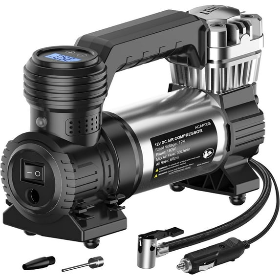 Tire Inflator Portable Air Compressor, 30L/M Fast Inflation, Auto Tire ...