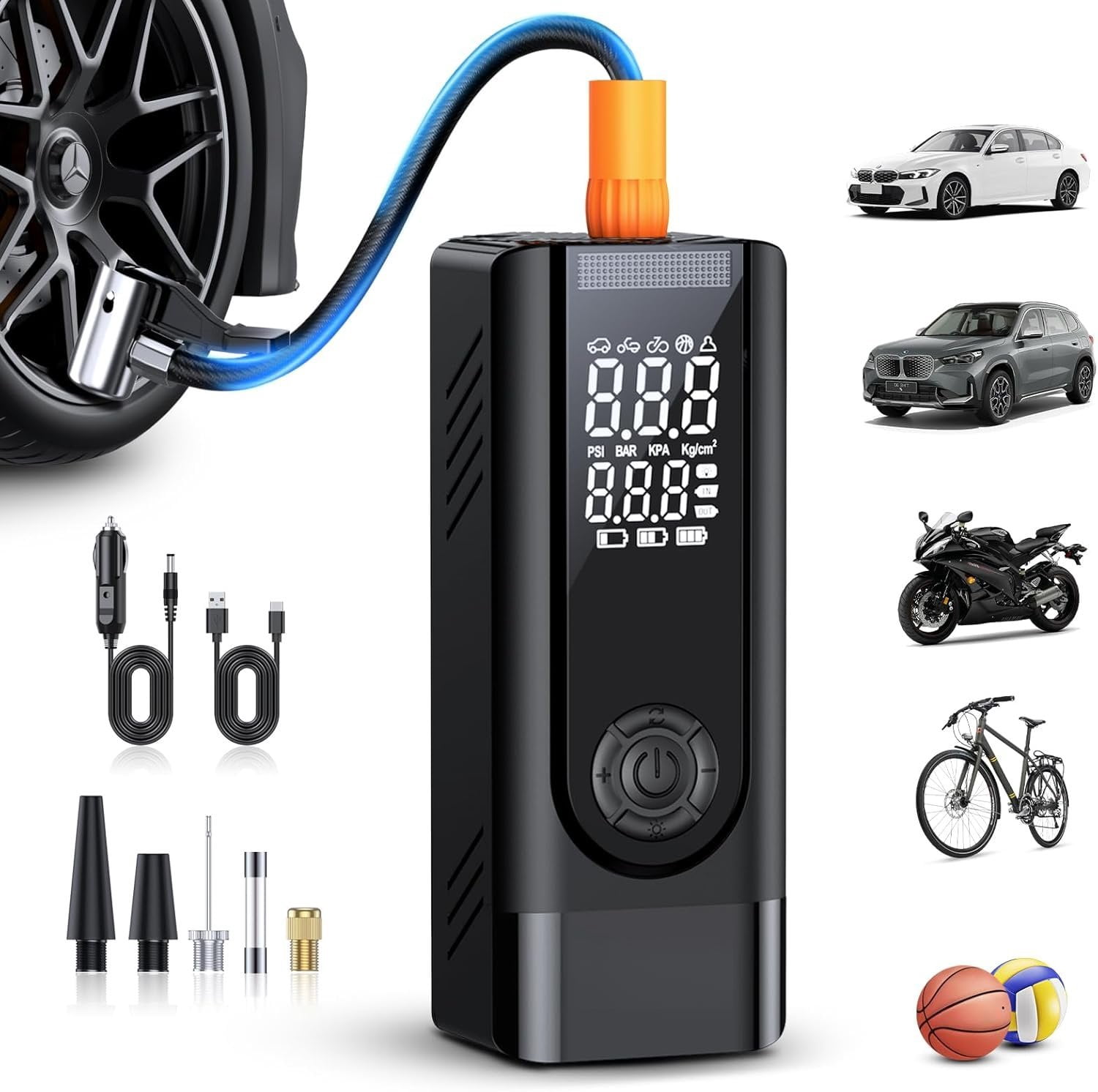 Tire Inflator Portable Air Compressor, 3X Air Compressor with Digital ...