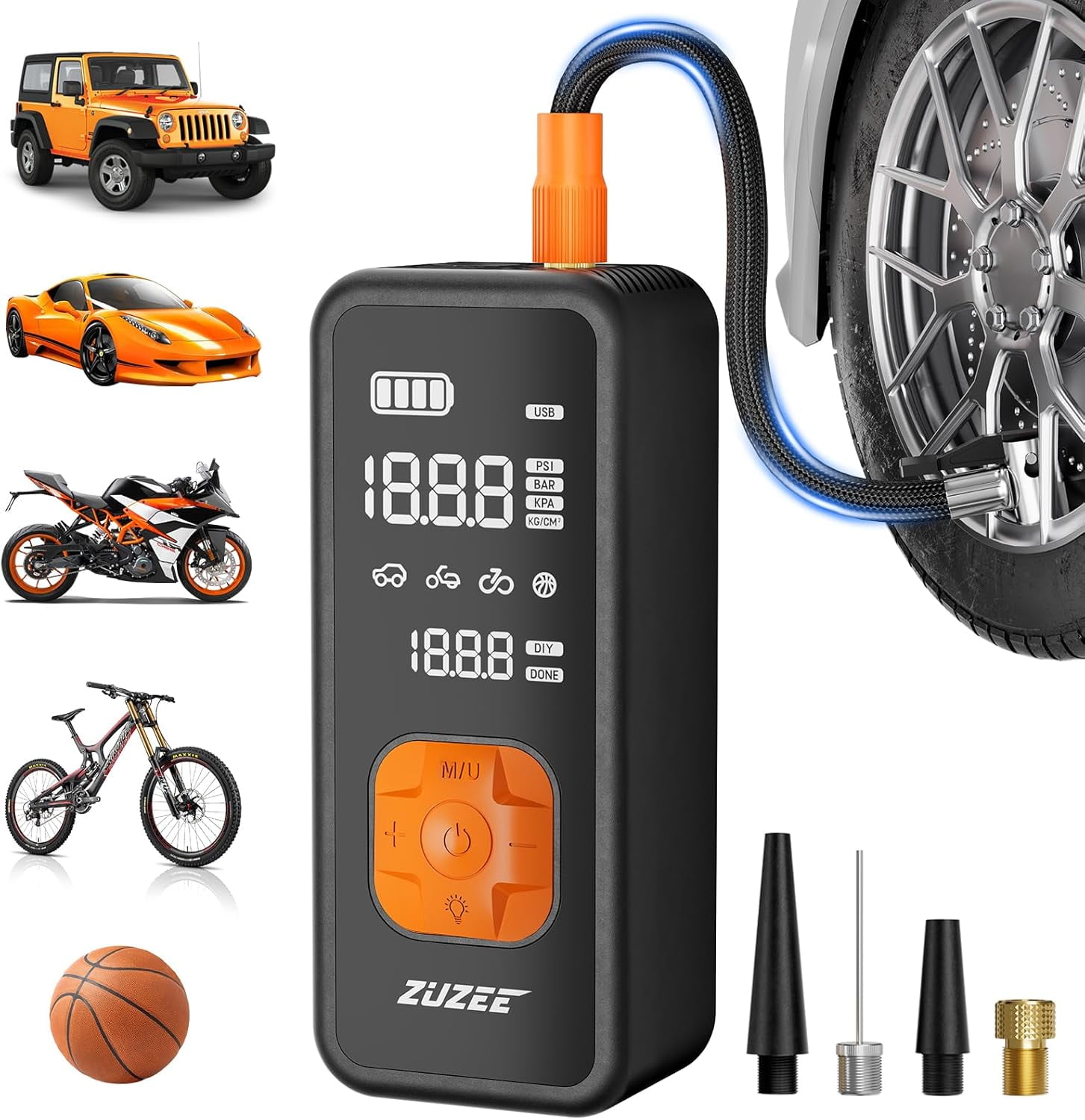 Tire Inflator Portable Air Compressor - 4X Faster Inflation, 150PSI Air Pump for Car Tires with ...