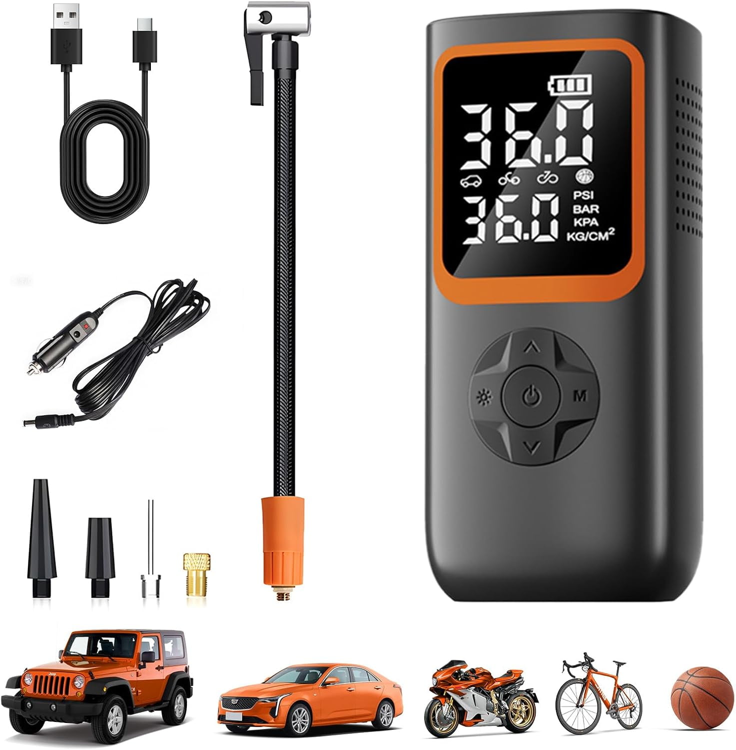 Tire Inflator Portable Air Compressor - 6000 mah & 150 Psi Air Pump for ...