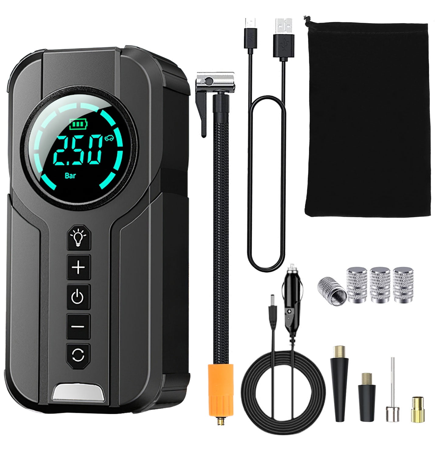 Tire Inflator Portable Air Compressor 6000mAh 150PSI Wireless Car Air ...
