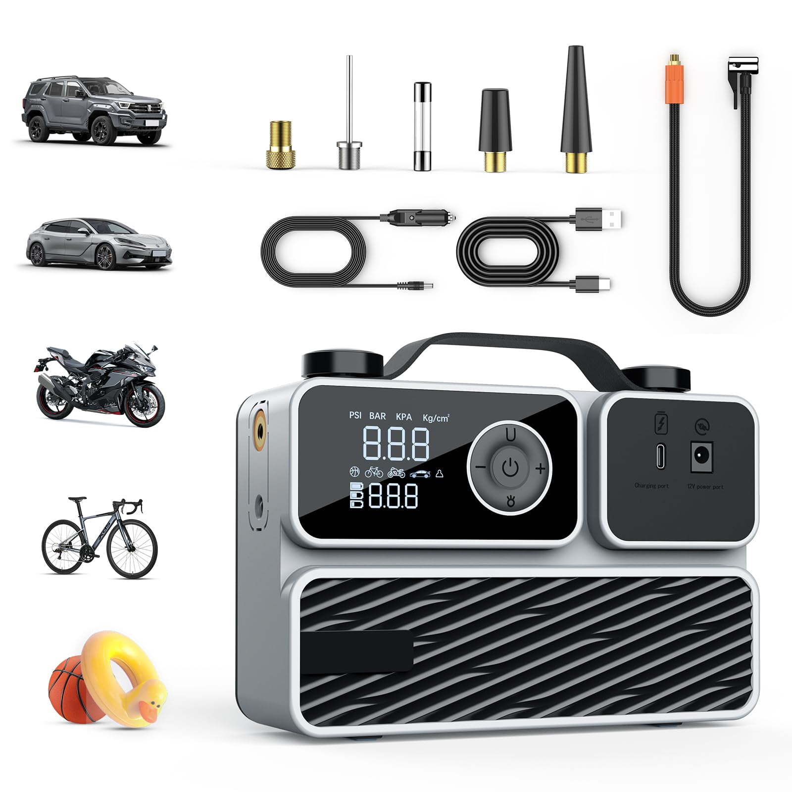 Tire Inflator Portable Air Compressor, Air Pump for Car Tires 150PSI Cordless Rechargeable ...