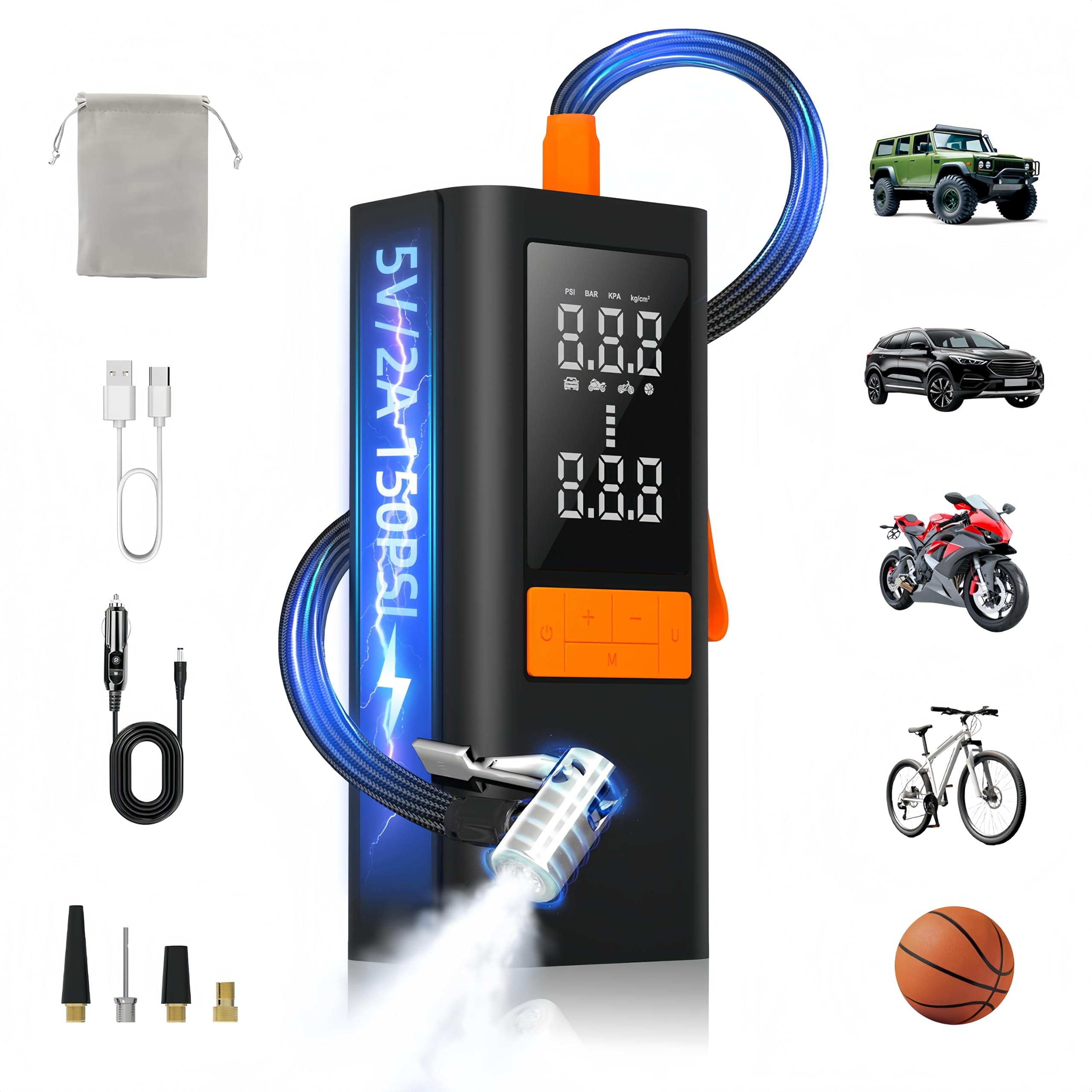 Tire Inflator Portable Air Compressor: Air Pump for Car Tires Air ...