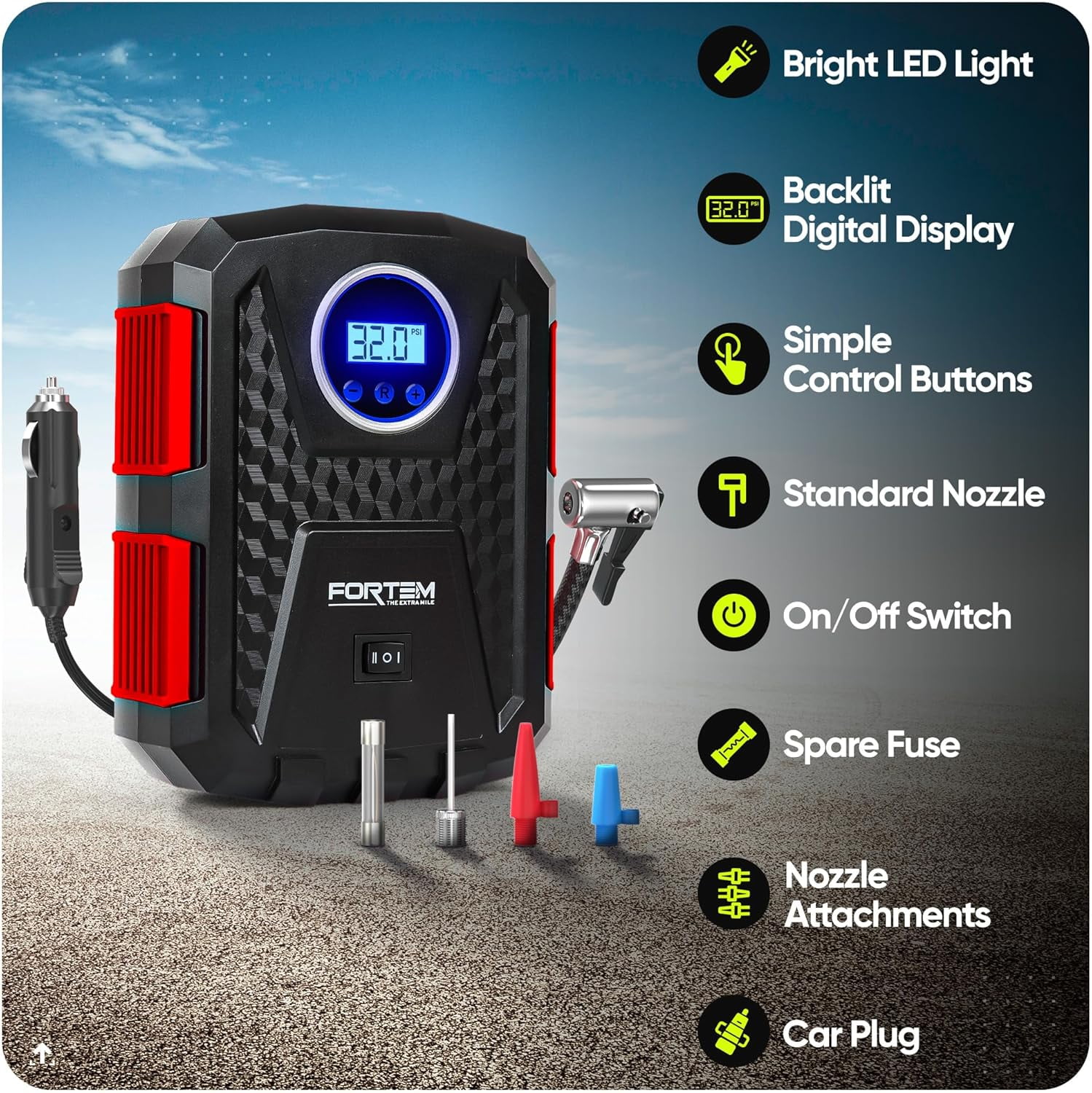 Tire Inflator Portable Air Compressor, Air Pump for Car Tires and Bikes ...
