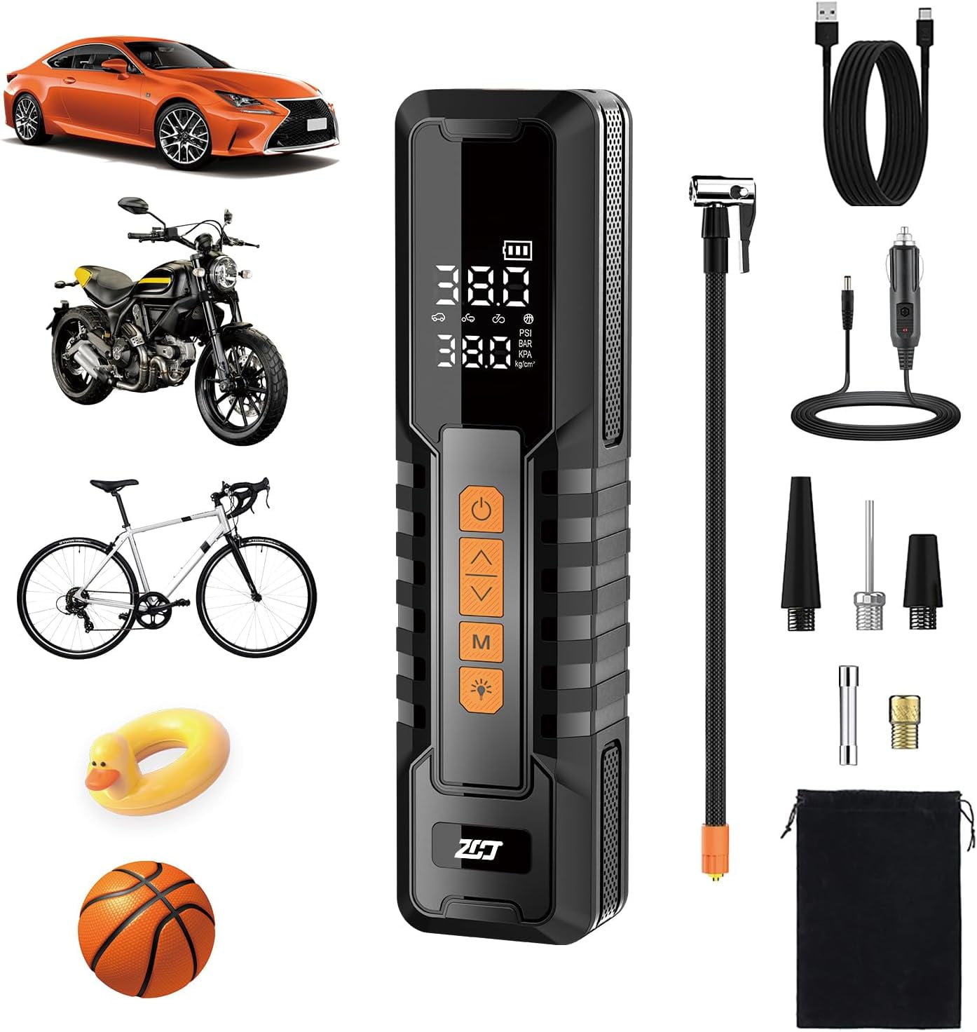 Tire Inflator Portable Air Compressor for Car Tire,150PI Electric Bike ...