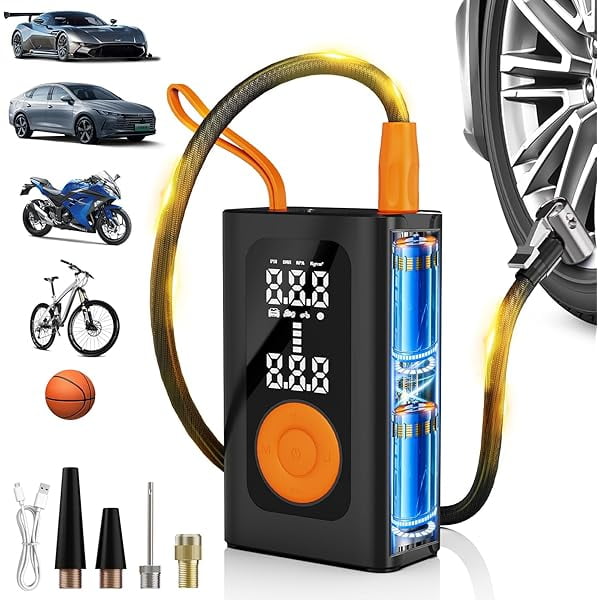 Tire Inflator Portable Air Compressor for Car Tires, 2X Fast Cordless ...