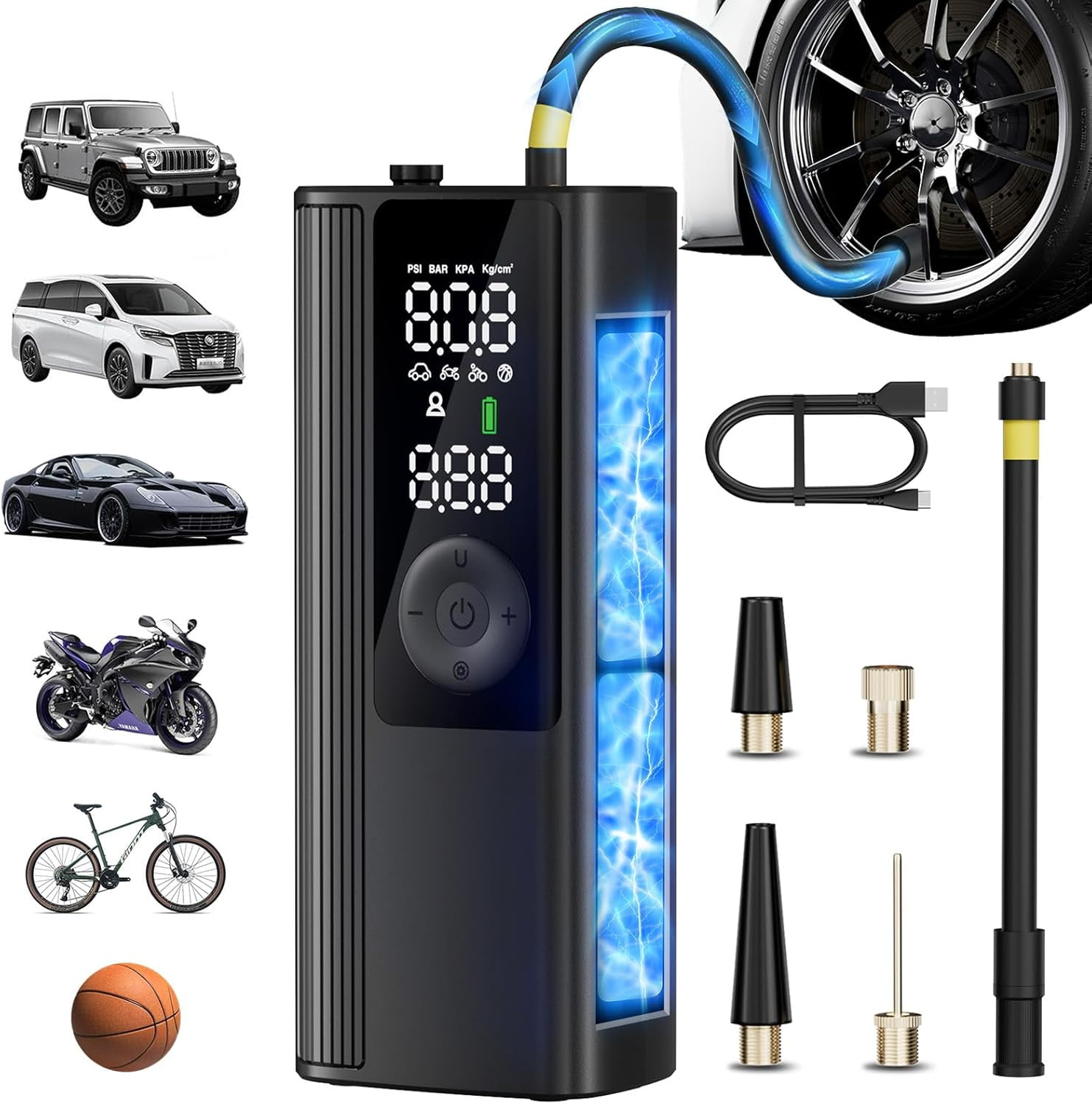 Tire Inflator Portable Air Compressor, Cordless Air Pump for Car Tires ...