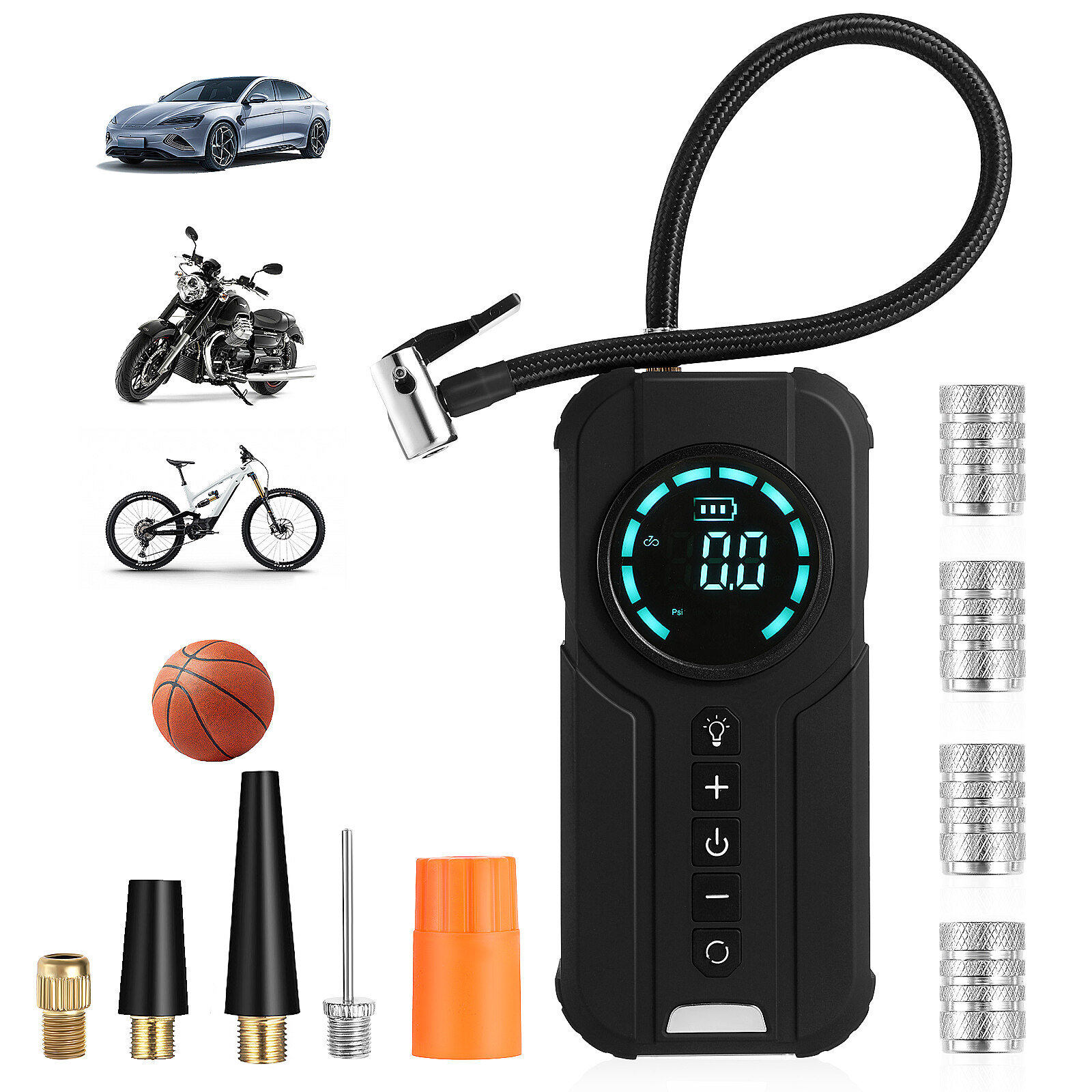Tire Inflator Portable Air Compressor, Electric Air Pump for Car with ...