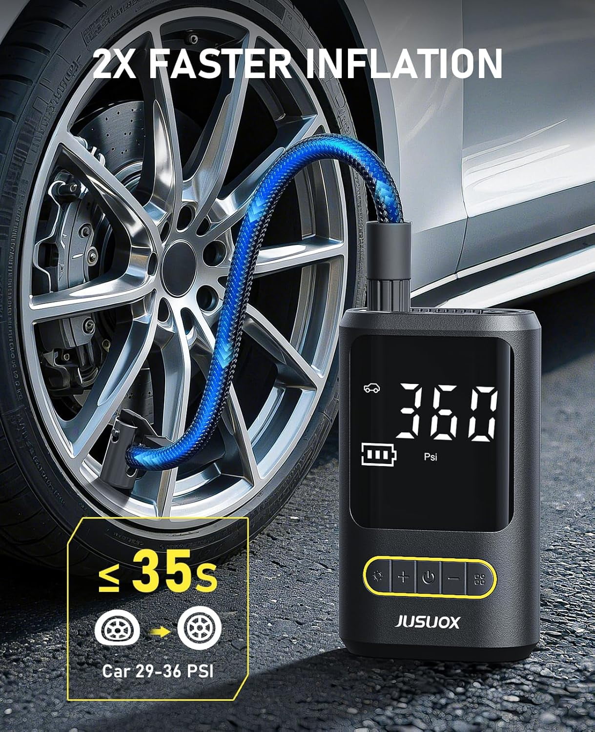 Tire Inflator Portable Air Compressor, Electric Bike Pump with Digital Pressure Gauge, 150 PSI ...