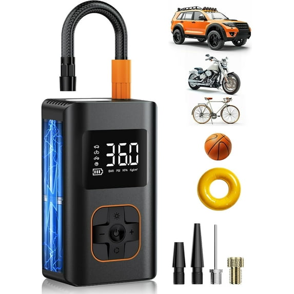 Tire Inflator Portable Air Compressor - Fast Cordless Air Pump for Car Tires, 150 PSI Electric ...